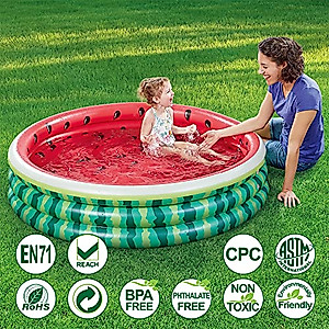 Kiddie Pool, 60" X 15" Watermelon Baby Pool for Outside, Kids Swimming Pool for Backyard, Huge Inflatable Ball Pit Pool for Toddler, Blow Up Pool for Kids