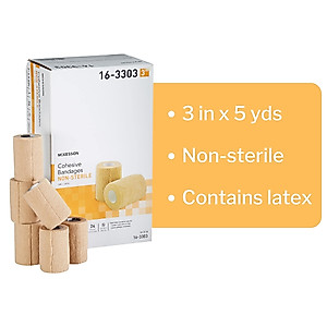 McKesson Cohesive Bandages, Non-Sterile, Contains Latex, 3 in x 5 yds, 1 Count, 24 Packs, 24 Total