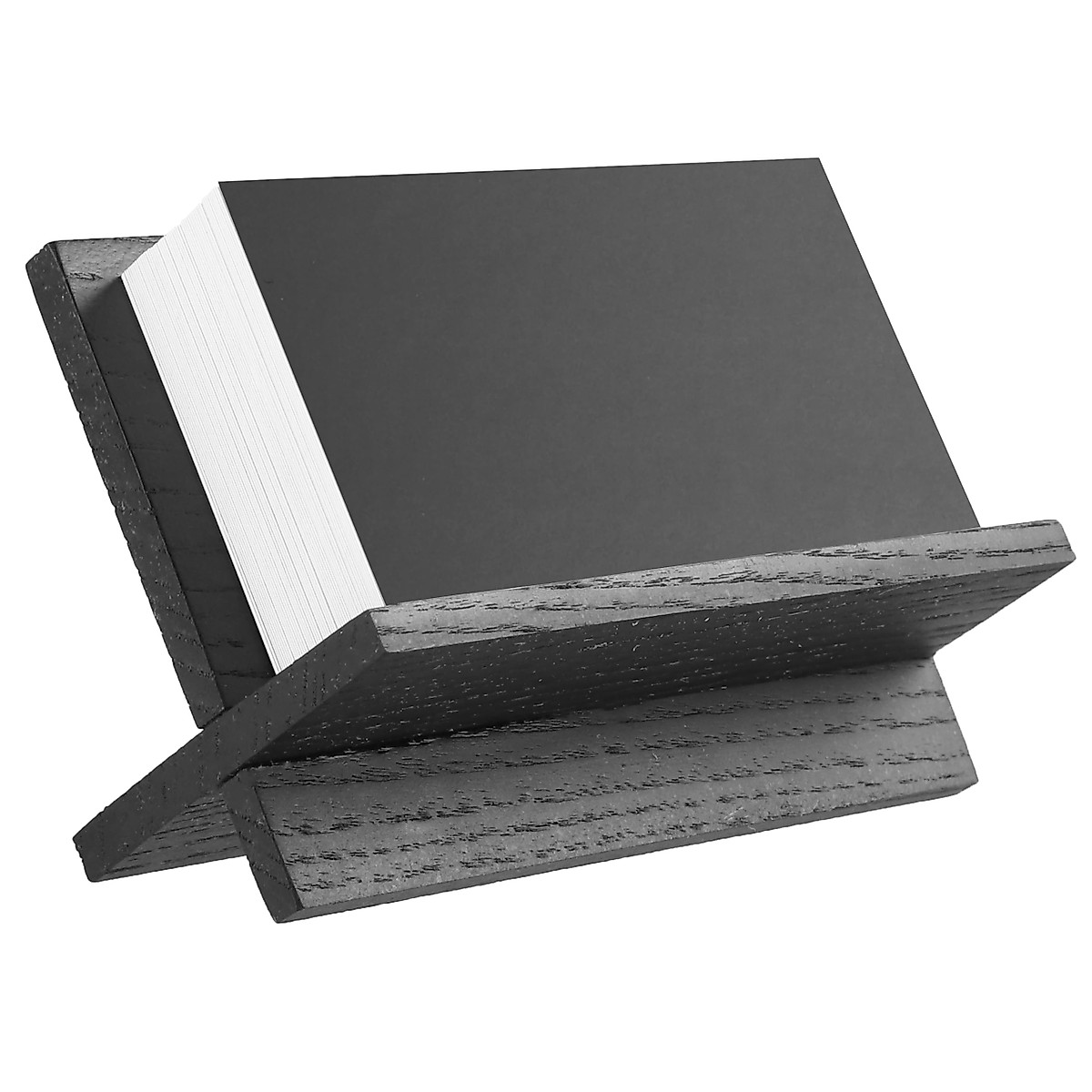TOROS store Business Card Holder for Desk - Black Wood Small Cards Holders, Professional Desktop Business Card Stand Display, Wooden Name Card Holder, Modern Design Office Business Cards Holder