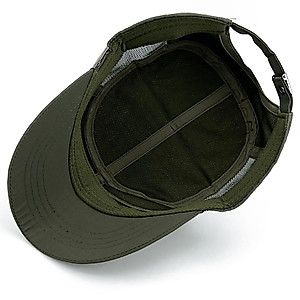 Rayna Fashion womens Quick Dry Cadet Army Waterproof Military Flat Top Baseball Dad Sun Outdoor Sports Cap, Green, X-Large