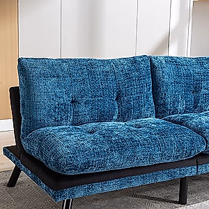 Anwick Futon Sofa Bed Convertible Futon Sleeper Couch, 71" Sleeper Sofa Bed with Adjustable Backrest, Modern Loveseat Couch for Compact Living Room, Apartment, Office (Blue)