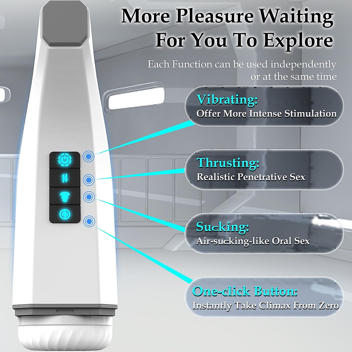 3 in 1 Thrusting Sucking Vibrating Automatic Male Masturbator, Adult Sex Toys for Men, Blowjob Sex Machine Men's Sex Toy Stroker Penis Vibrator, Hands Free Masturbators Pocket Pussy for Men Pleasure