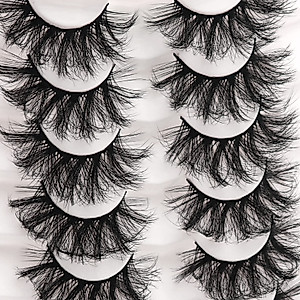 Fyonas False Lashes Dramatic 20MM Super Fluffy Cosplay Faux Mink Eyelashes Criss-Cross Volume Reusable 7 Pairs Eye Lashes Set Pack