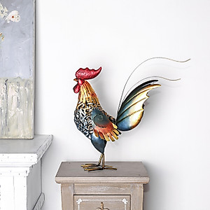 Too-arts Metal Sculpture Carved Iron Rooster Home Furnishing Artwork Craft Gifts