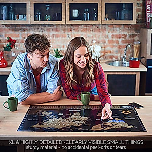 Scratch Off World Map - Extra Large - Black and Gold Scratchable World Map Poster - Best Travel World Map Gift - All Accessories - Premium Detailed Scratch Off Map of The World - for Globetrotters