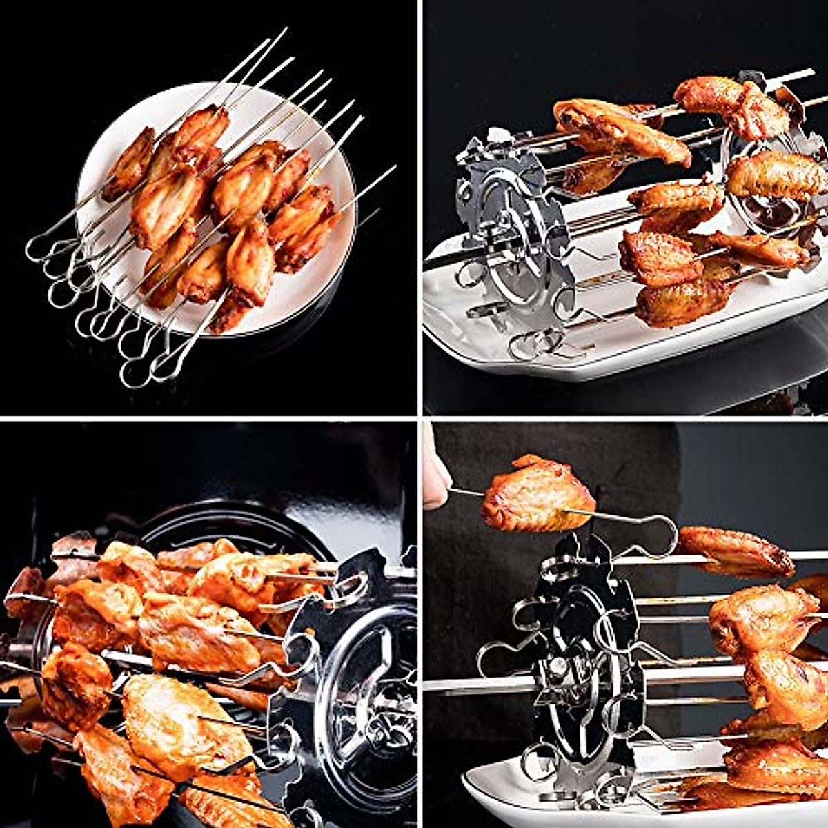 n/a Hot New Stainless Steel Grilled Cage Roaster Barbecue Kebab Maker Meat Skewer Machine BBQ Grill Kitchen Air Fryer Accessorie
