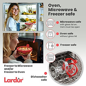 Premium Glass Food Storage Containers with Vented Lids – Set of 7, Various Size Round Borosilicate Glass Meal Prep Containers – BPA-Free, Microwave, Oven Dishwasher & Freezer Safe, Gift Packaged