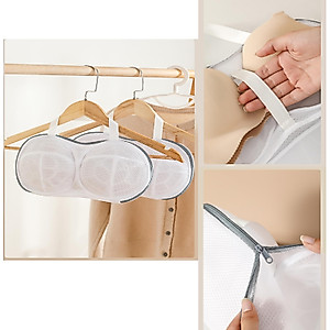 3pcs bra washing bags for laundry, bra washer protector for laundry,lingerie bags for washing delicates Fits for A-C Cups Bras（Gray）