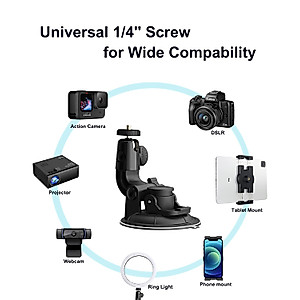 Aozcu Windshield Car Tablet Mount, Window Dashboard Tablet Holder, 95mm Powerful Suction Mount with 1/4'' Screw Tip for iPad Pro 11/ Air/Mini, Galaxy Tabs, More 4-13'' Phone & Tablets, and Camera