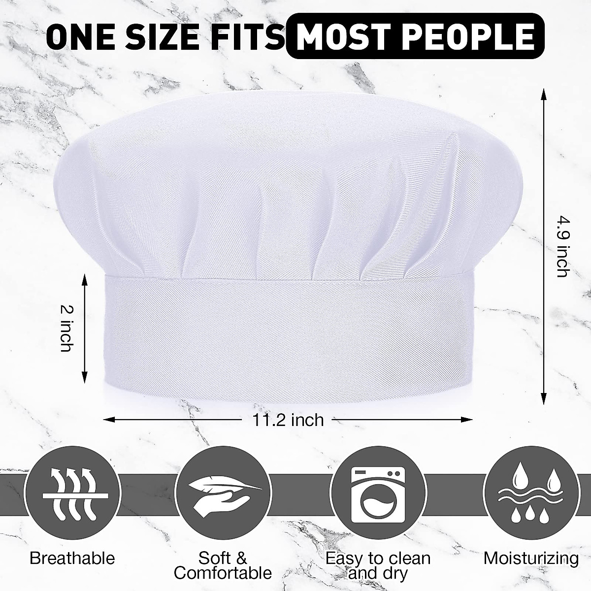 18 Pcs Chef Hats for Adults Adjustable Elastic Chef Cap Kitchen Bakers Hat Cooking Cap Funny Chef Gifts for Men Women, Black, White, Red