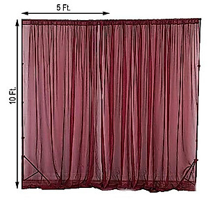 BalsaCircle 10 feet x 10 feet Burgundy Sheer Voile Backdrop Drapes Curtains 2 Panels 5x10 ft - Wedding Ceremony Home Decorations
