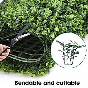 Artificial Boxwood Hedge Panels for Wall Backdrop, Divider Screen, Privacy Fence, Party Decor 20” x 20” Set of 12 Faux Greenery Fake Grass Garden Turf Foliage Tile Mats for Indoor, Outdoor Decoration