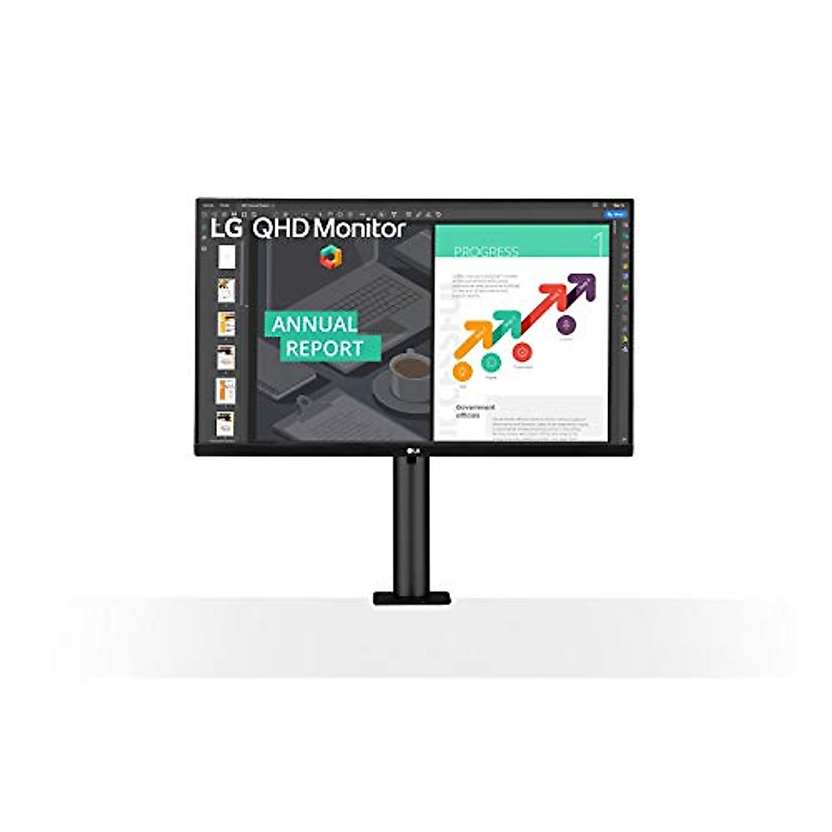 LG 27” 27BN88Q-B Ergo IPS QHD Monitor (2560x1440) with Ergonomic Stand & C-Clamp, USB Type-C™, DCI-P3 95% (Typ.), HDR10 and AMD FreeSync™