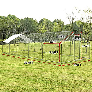 LEISU Outdoor Large Chicken Run Walk-in Chicken Coop with Waterproof Cover Chicken Playpen Metal Hen Cage Duck Cage Enclosure Rabbit Nest Fence Chicken Cages for Backyard Farm