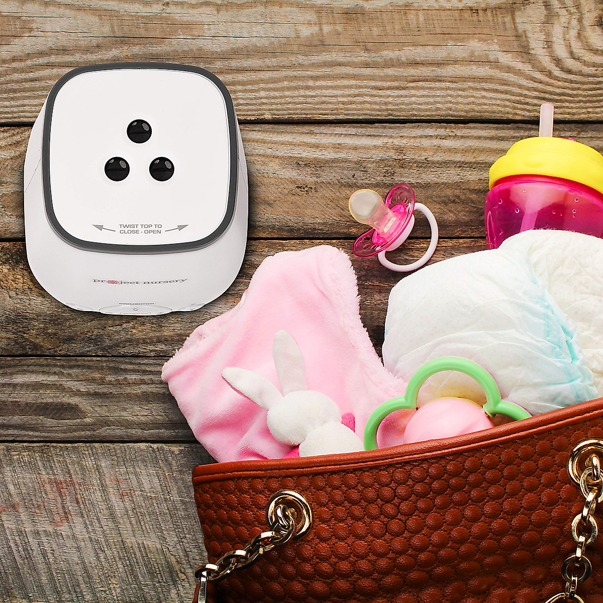 Project Nursery Portable and Table Top Sleep Soother, White Noise Sound Machine and Night Light, 4-in-1 Sound Soother with Projector, Nightlight and Timer