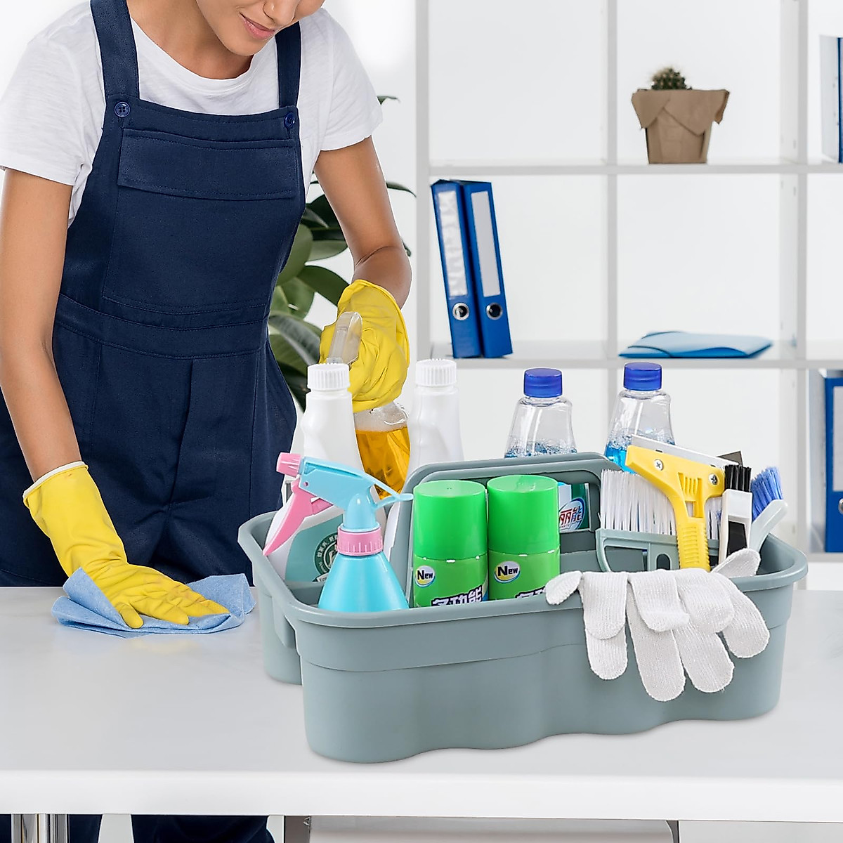 Dehouse 6-Pack Plastic Cleaning Storage Caddy, Cleaning Supply Carry Caddy, Gray