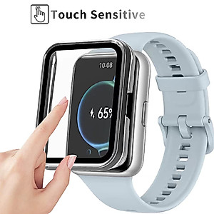 Acadeny 2 pieces Case With Tempered Glass Screen Protector Compatible for Huawei fit 2, 9H Hardness 360 ° All-round Protective Cover Ultra-thin Protective PC Case Cover for , Black+Transparent