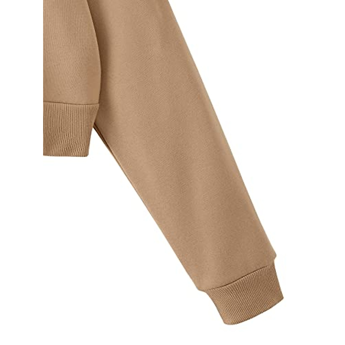 SweatyRocks Women's Long Sleeve Drawstring Full Zip Hooded Jacket Crop Sweatshirt Khaki L