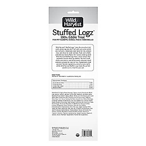 Wild Harvest Stuffed Logz 1 Count, Edible Treat for Rabbits, Guinea Pigs and Chinchillas, Artificial Peanut Butter Flavor