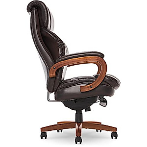 La-Z-Boy Trafford Big and Tall Executive Office Chair with AIR Technology, High Back Ergonomic Lumbar Support, Bonded Leather, Brown