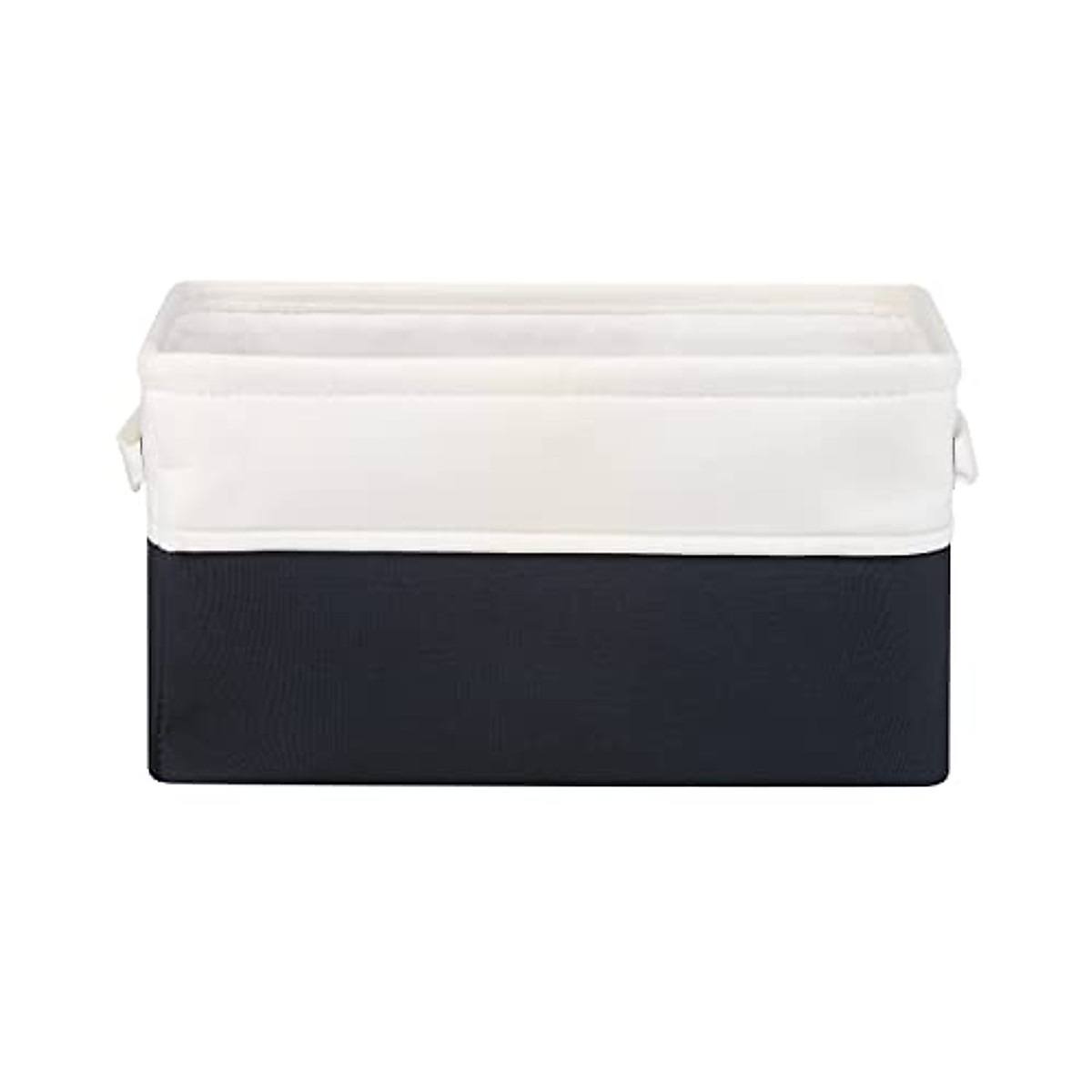 Canvas Storage Basket Organizer, Small | Fabric Rectangular Basket with Handles for Toys, Linen Closet, Clothes | Ideal Cube Storage Bin for Shelves, Black