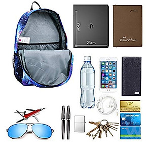 FLYMEI Galaxy Backpack, Luminous Backpack with Drawstring Bag & Pencil Case for Boys/Girls, Cool Anime Backpack for Boys Lightweight Laptop Backpack for Work, Casual Bookbag for Teens