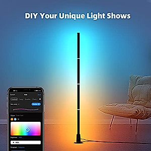 Floor Lamp, Modern style, Color Changing, Corner Lamp with WiFi App Control, 64+ Scene Mode, Creative DIY Mode, Music Sync, Led Floor Lamp for Bedroom Living Room, Game Room, atmosphere light