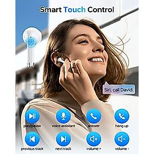 KTGEE Wireless Earbuds, Bluetooth 5.3 Headphones 40Hrs Playtime with Charging Case, IPX5 Waterproof Stereo in-Ear Earphones with Microphone for iPhone Android Cell Phone Sports Workout Gaming, White