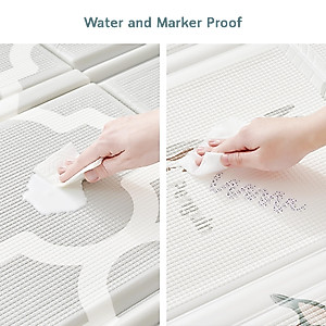 Cuddle & Learn Playmat by Fortella, Foldable Foam Baby Play Mat for Floor, Extra Large & Padded for Tummy Time and Outdoors, Portable with Travel Case (Alphabet & Moroccan 71.5x70x0.6 inch)