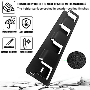 Upgrades 4 Slots Battery Holder Wall Mount fits for Latest Dewalt 18V/20V & Milwaukee 18V Drill,Enlarge Space Universal Fit Heavy-Duty Solid Steel M18 Tool Battery Storage Rack,Keep Tool in Organizer