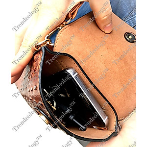 Trendeology Ostrich Print Embossed Small Cellphone Cross Body Bag