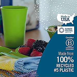 Preserve Reusable BPA Free Everyday Tableware Set Made from Recycled Plastic: 4 Plates, 4 Bowls, 4 Cups, Midnight Blue