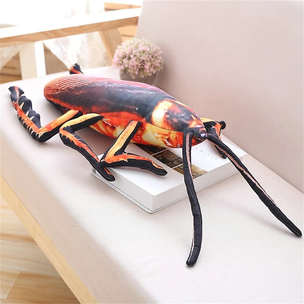 The Flash Store 21.5 in Creative 3D Cockroach Plush Pillow Realistic Cockroach Stuffed Animal Toy Funny Home Sofa Car Decoration Party Favors Throw Pillow (55 cm)