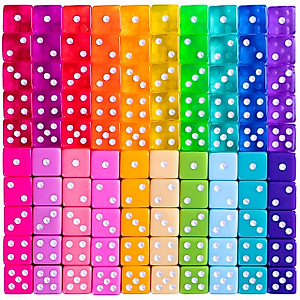 100-pack Miami Dice: Retro 80s 6-Sided Gaming Dice – 16mm Bulk d6 Dice in Translucent & Solid Colors for Family Game Night, Make Your Own/DIY Board Game Supplies, Replacement Pieces & Teaching Math