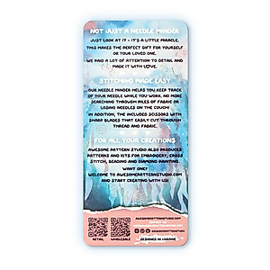 Awesome Pattern Studio Needle Minder Set - Mandala Octopus Magnetic Needle Minder + 2 Needle Threaders + Crane Scissors. Enamel Pin for Cross Stitch, Embroidery and Craft