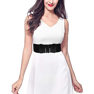 VOCHIC Wide Elastic Plus Size Belt for Women Cinch Waist Belt Stretch Waistband, Black, XXL(42"-47")