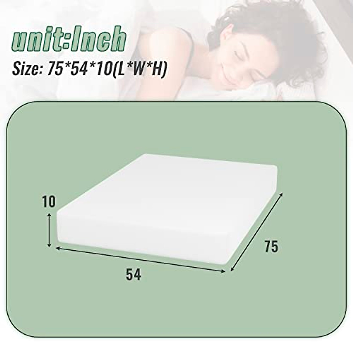 10 Inch Memory Foam Mattress Full Mattress Wave Comfort Foam Mattress CertiPUR-US Certified,Removable Soft Cover, mattresses for Bed Frame, Bunk Bed, Trundle, Daybed,White