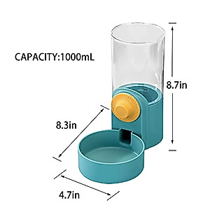 Rabbit Water Bottle Bunny Hanging Fountain Automatic Dispenser Chinchilla Water Feeder Bowl No Leak Detachable Crock for Bunny Chinchilla Guinea Pig Hedgehog Ferret Small Animal(33.8oz/1000mL)