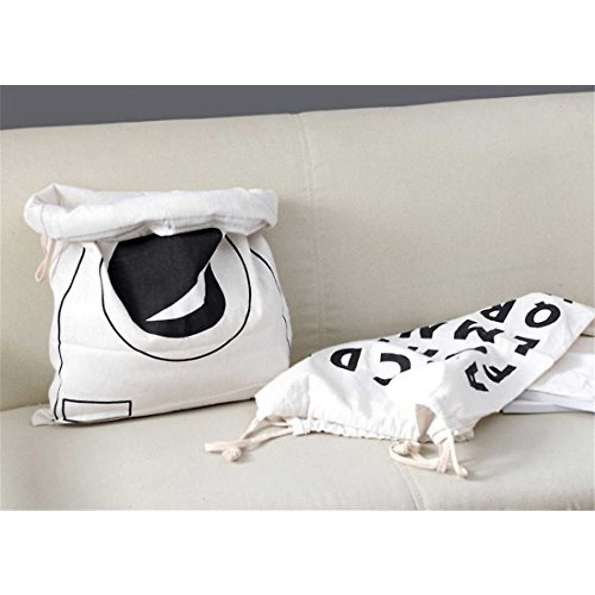 Mvchifay Laundry Bag Large Drawstring Canvas Toy Clothes Wash Storage Collapsible Reusable Baby Gift Holder for Travel College Bathroom (Stripes Pattern)