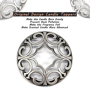 Hion Candle Toppers Scented Candles Cover, Leaf Pine Candle Topper Shade Sleeves for Candle Jars,Candles Gifts for Women Candle Accessories Jar Candle Lid-Help Jar Candles Melt Evenly Space Silver