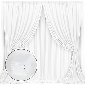 White Backdrop Curtain for Wedding Decor Holiday Party 4 Panels- White Wedding Backdrop Polyester Photography Backdrop Drapes Baby Shower Birthday Privacy Sliding Curtains Home Decor，5ft x 10ft