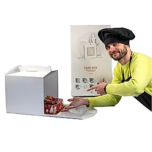 Box For Cake 10-Pack 8x8x8 inch White Cake Boxes with Window, European-Grade Sturdy Cardboard, Large Cake Carriers with Handle for Tiered Cakes, 10 PCS (White)