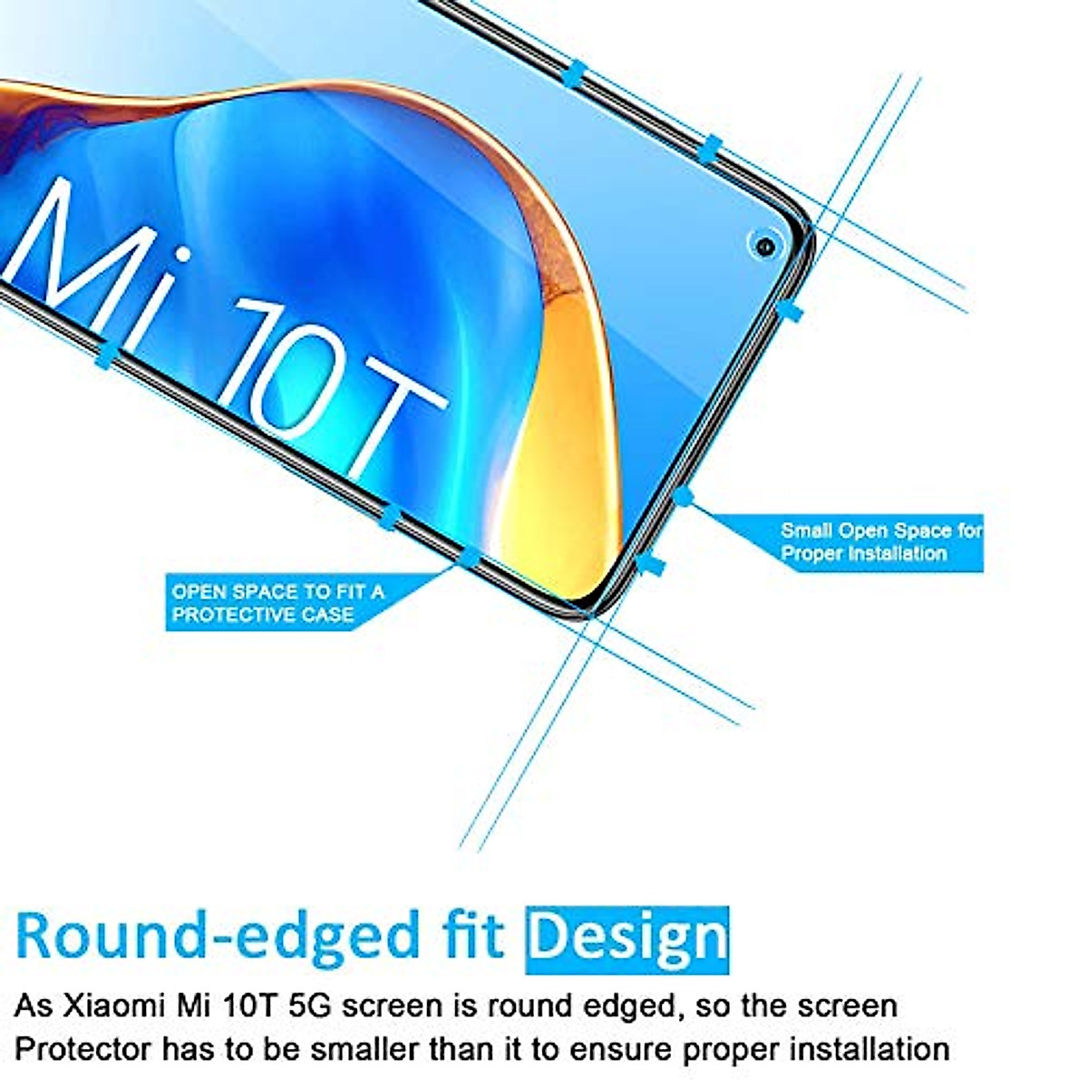 NEW'C 3 Pack Designed for Xiaomi Mi 10T 5G, Mi 10T Pro 5G Screen Protector Tempered Glass, Case Friendly Anti Scratch Bubble Free Ultra Resistant