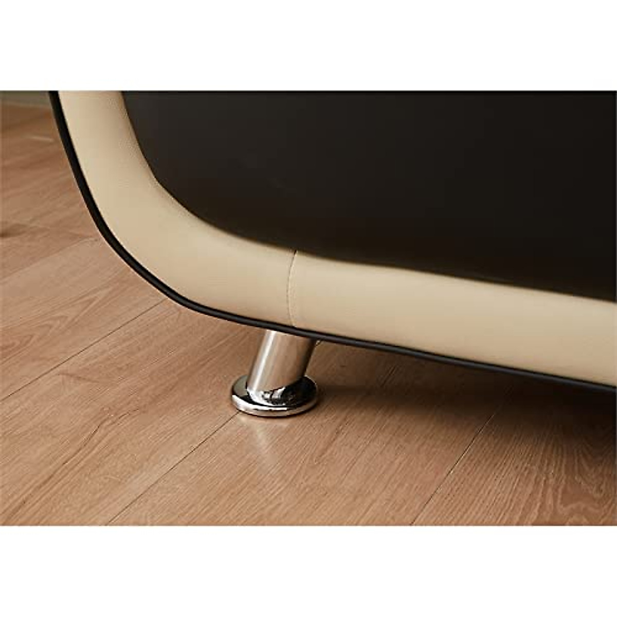 Kingway Furniture Lilian Faux Leather Livingroom Sofa in BlackBeige