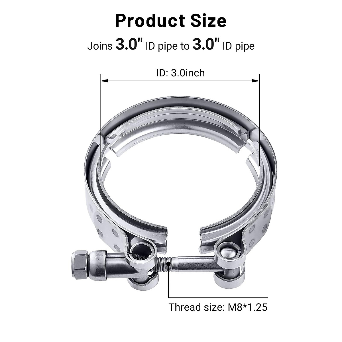 EVIL ENERGY 3.0 Inch V Band Clamp for Flange Kit Stainless Steel 2PCS (No flanges)