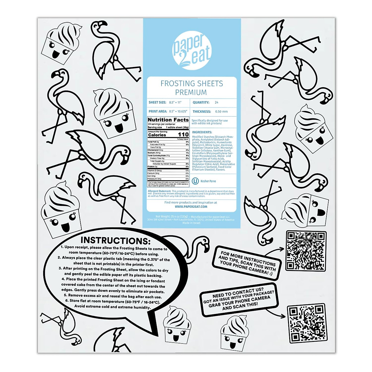 paper2eat Frosting Sheets Premium (Icing Sheets) 8.5“ x 11“ – 24 count – White Edible Printer Paper