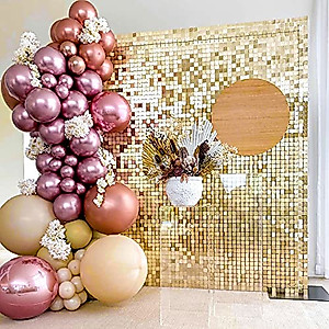 24 Panels Shimmer Wall Backdrop, UNIIDECO 24 Pieces Fiesta Decoration Large Sequin Wall Panels, Birthday Baby Shower Wedding Event Party Decor Shine Curtains, Advertising Signs Home Decor (Gold)