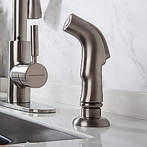 Kitchen Side Sprayer,Kitchen Sink Sprayer Replacement,Kitchen Sink Faucet Sprayer Hose,Kitchen Sprayer Head Replacement,Kitchen Sink Spray head,Sink Spray Hose, 17 ADAPTERS Available, Brushed Nickel