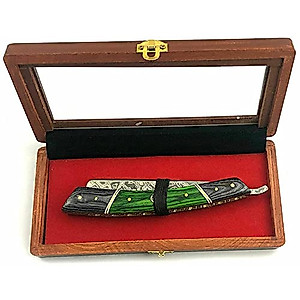 Sharpend Damascus Steel hand made Straight Barber Razor shaving razor folding fixed blade knife Ready Classic Barber Blade Edge, Men Straight Razor, Wooden case, Close Shave, Great Gift