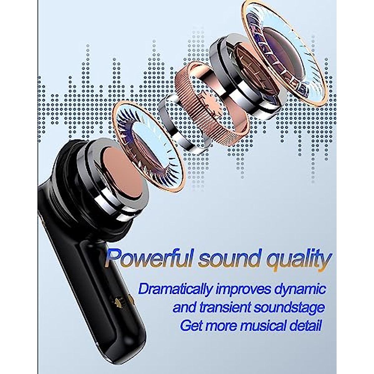 Wireless Headphones, Bluetooth Earbuds ENC Noise Cancelling Translucent Earphones in Ear, HiFi Stereo Dual Microphone Mini Sport Ear Buds with Fast Charging,IP7 Waterproof Sweat Resistant Headphones